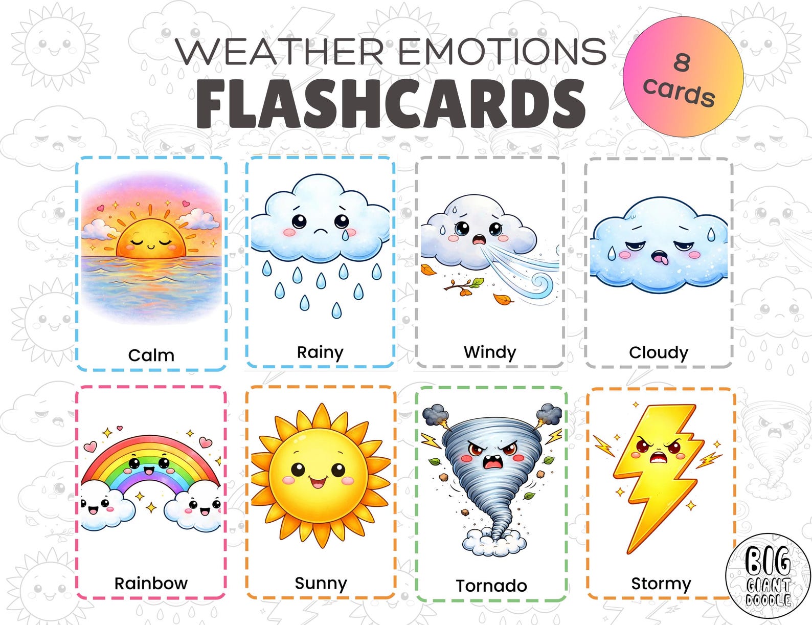 Weather Emotions Flashcards for Kids | Social Emotional Learning SEL ...