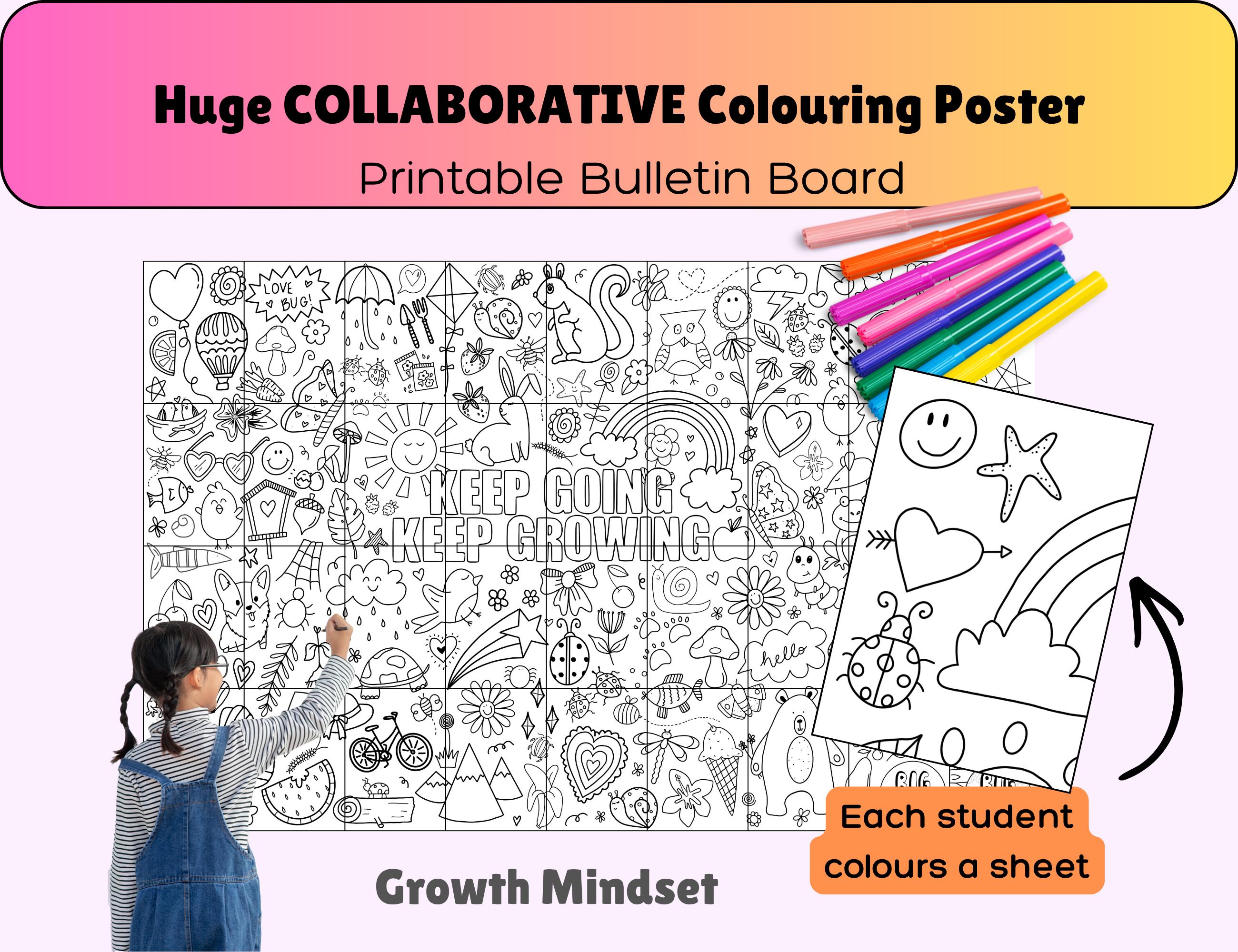 Growth Mindset Collaborative Coloring Poster: Classroom Teamwork ...