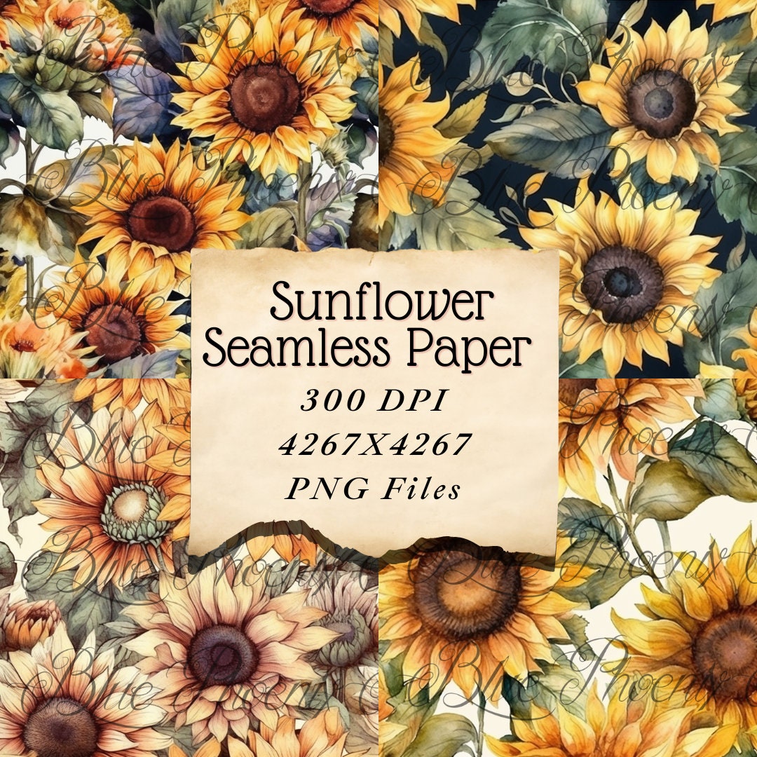 Sunflower Scrapbook Digital Printable Pages Digital Paper Sunflower ...