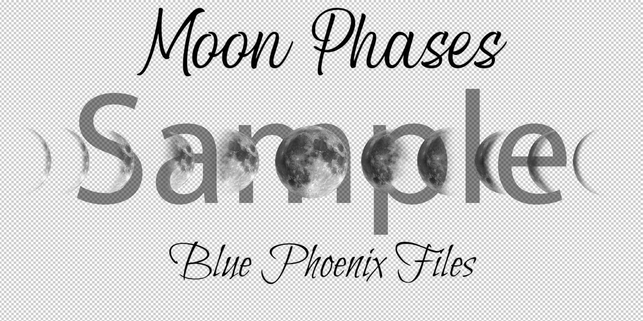 Moon Phases Overlay PNG 13 Files Moons Transparent Photoshop - Etsy