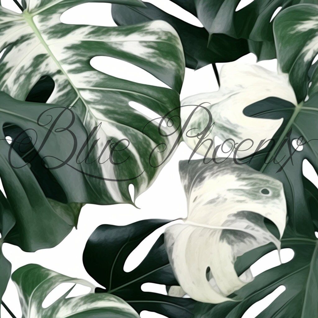 Monstera Variegated Seamless Wallpaper Scrapbook Digital Printable Page ...
