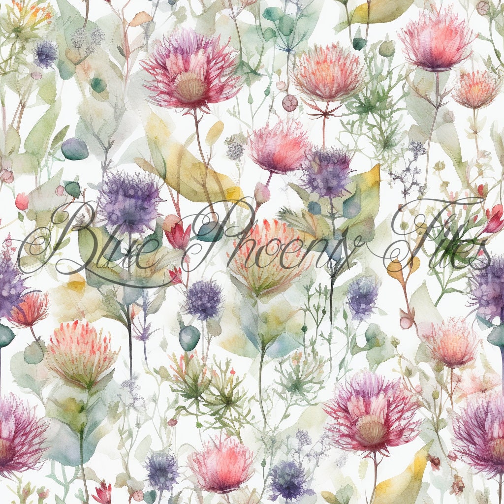Wildflower Scrapbook Digital Printable Pages Digital Paper Watercolor ...