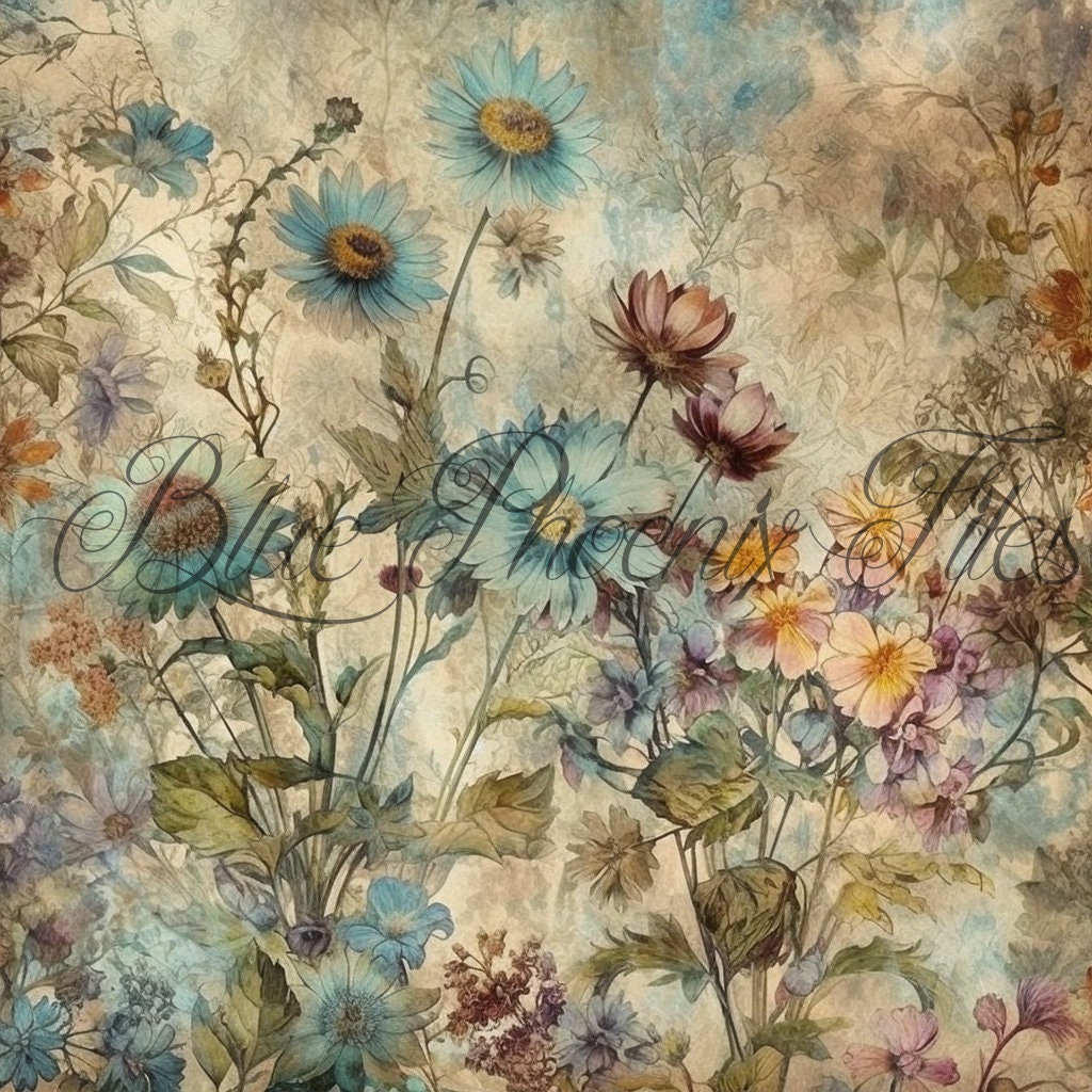 Wildflower Scrapbook Digital Printable Pages Digital Paper Vintage ...