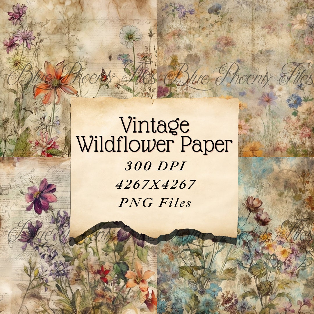 Wildflower Scrapbook Digital Printable Pages Digital Paper Vintage ...