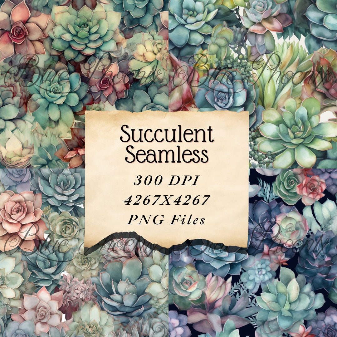 Succulent Scrapbook Digital Printable Pages Digital Paper Seamless ...
