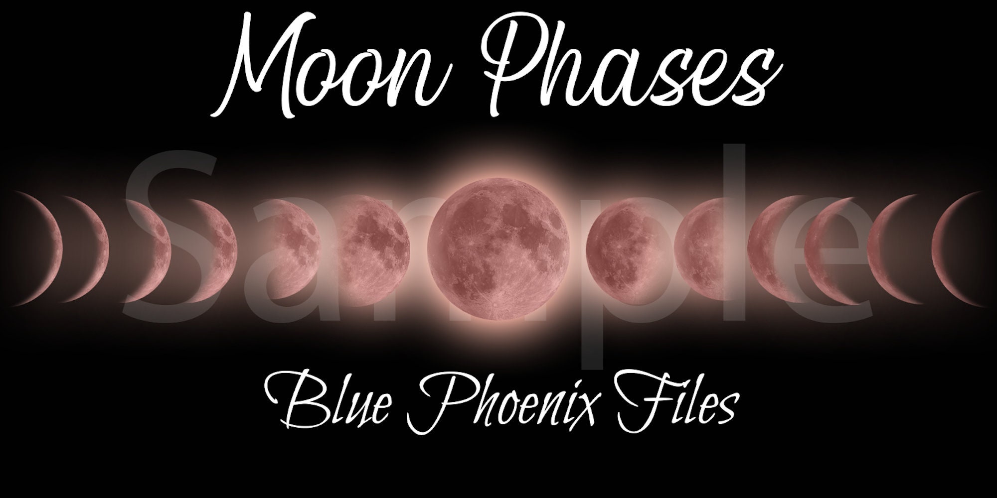 Moon Phases With Strawberry Glow Overlay PNG 13 Files Moons Transparent ...