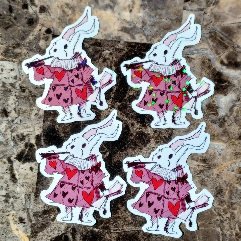 White Rabbit Sticker Glossy/star Holographic Alice in - Etsy