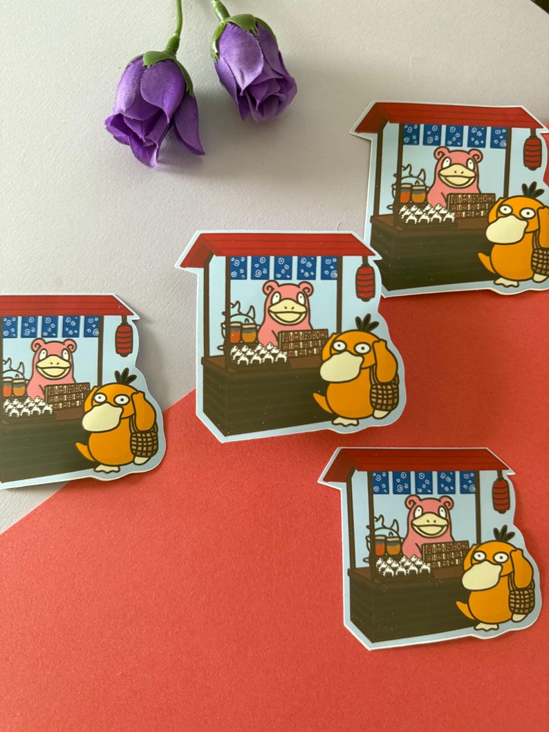 Pokémon Food Stall Sticker || Kawaii Sticker || Slowbro || Psyduck - Etsy