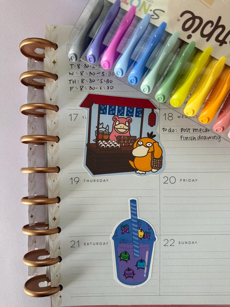 Pokémon Food Stall Sticker || Kawaii Sticker || Slowbro || Psyduck - Etsy