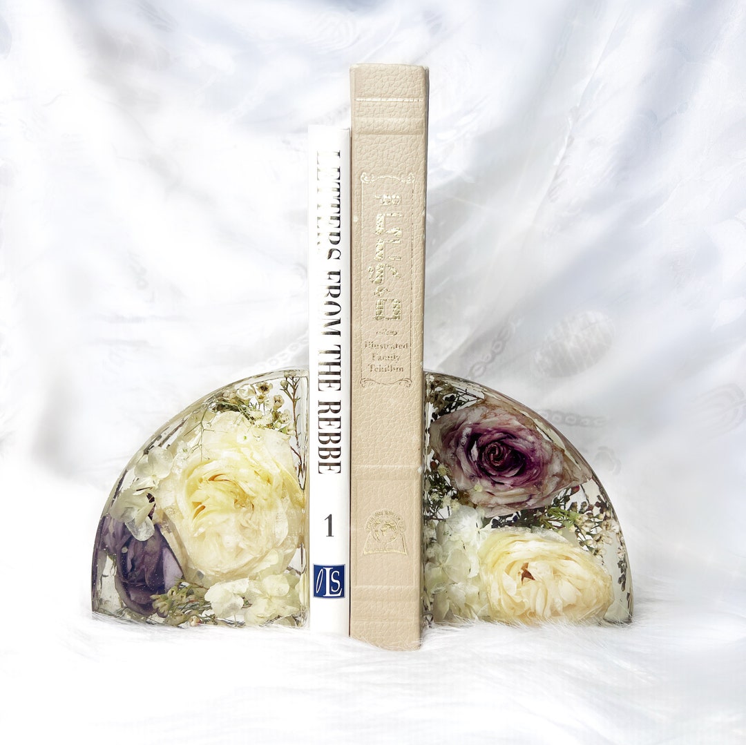 Floral Resin Bookends, Personalized Wedding Keepsakes, Bouquet Flowers ...