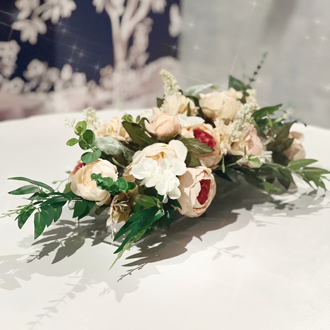 Handmade Silk Flower Centerpiece: Low Profile Floral Arrangement - Etsy