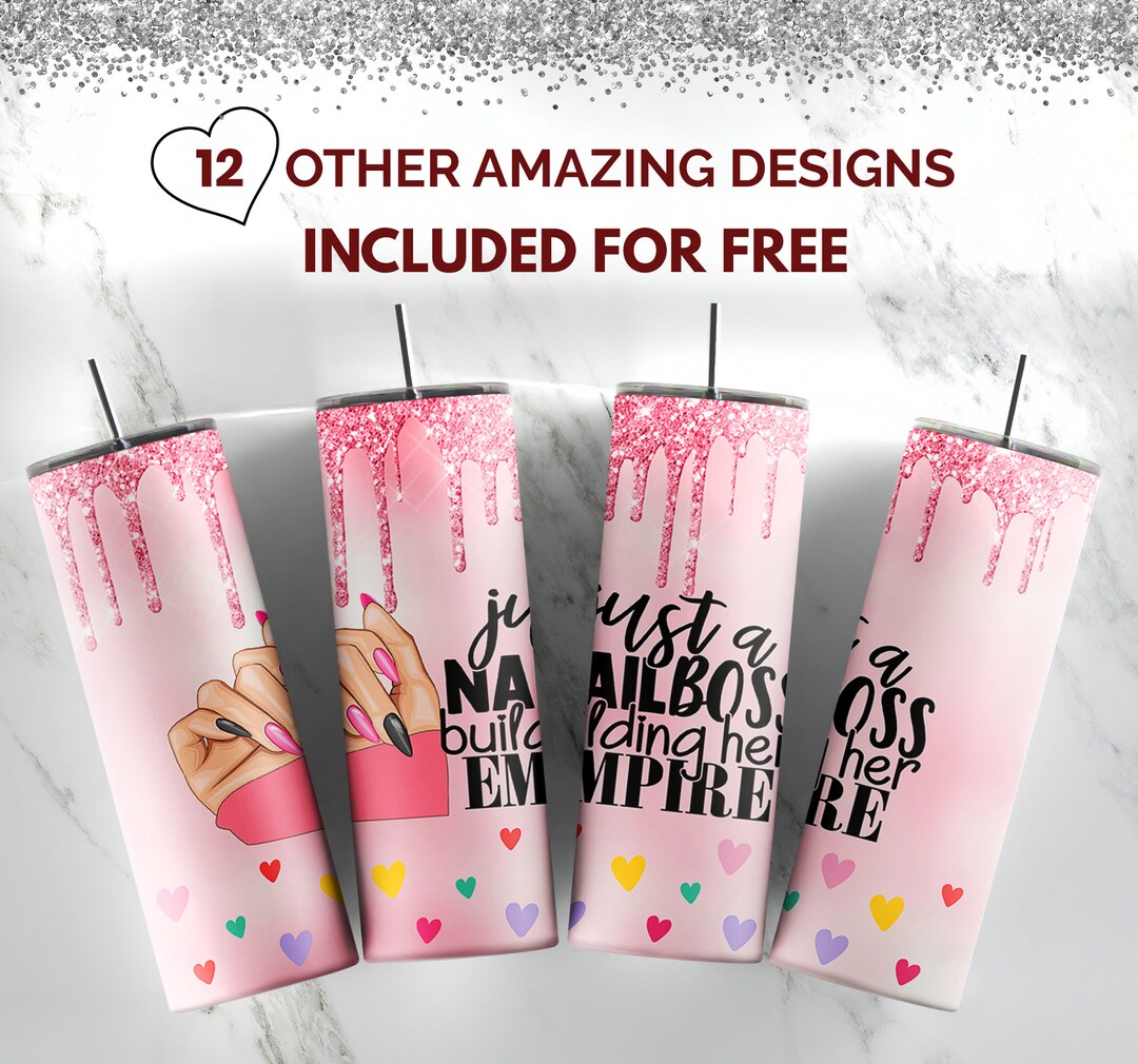 Manicure 20 Oz Skinny Tumbler Nail Sublimation Design PNG Instant ...