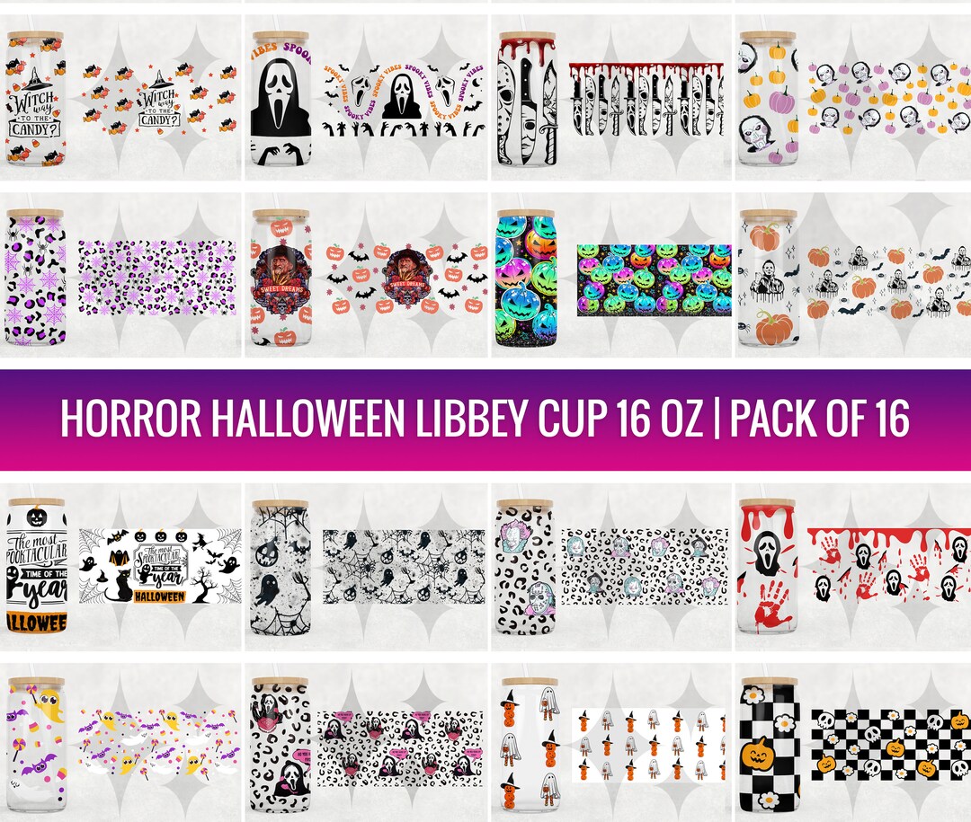 Horror Halloween 16oz Libbey Cup 16 PNG | 16oz Libbey Cup Sublimation ...