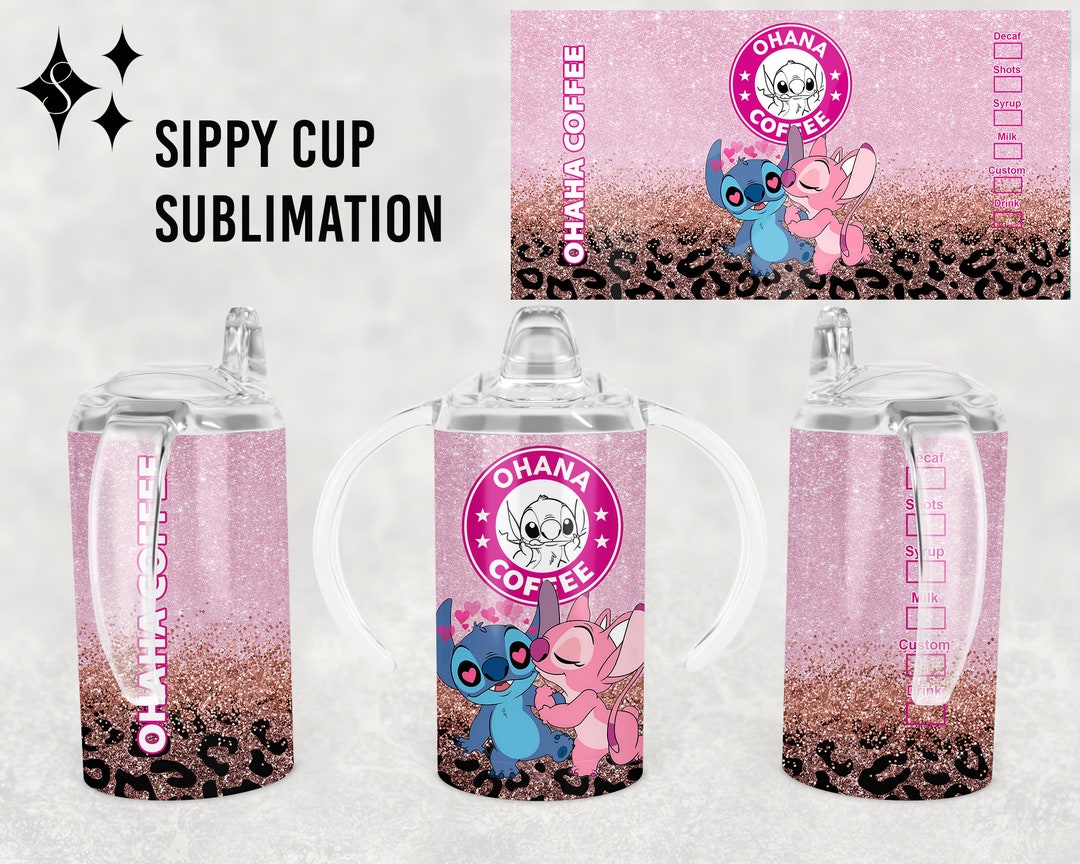 Stitch Love Kids Cartoon 12oz Sippy Cup Sublimation, Straight Sippy Cup ...