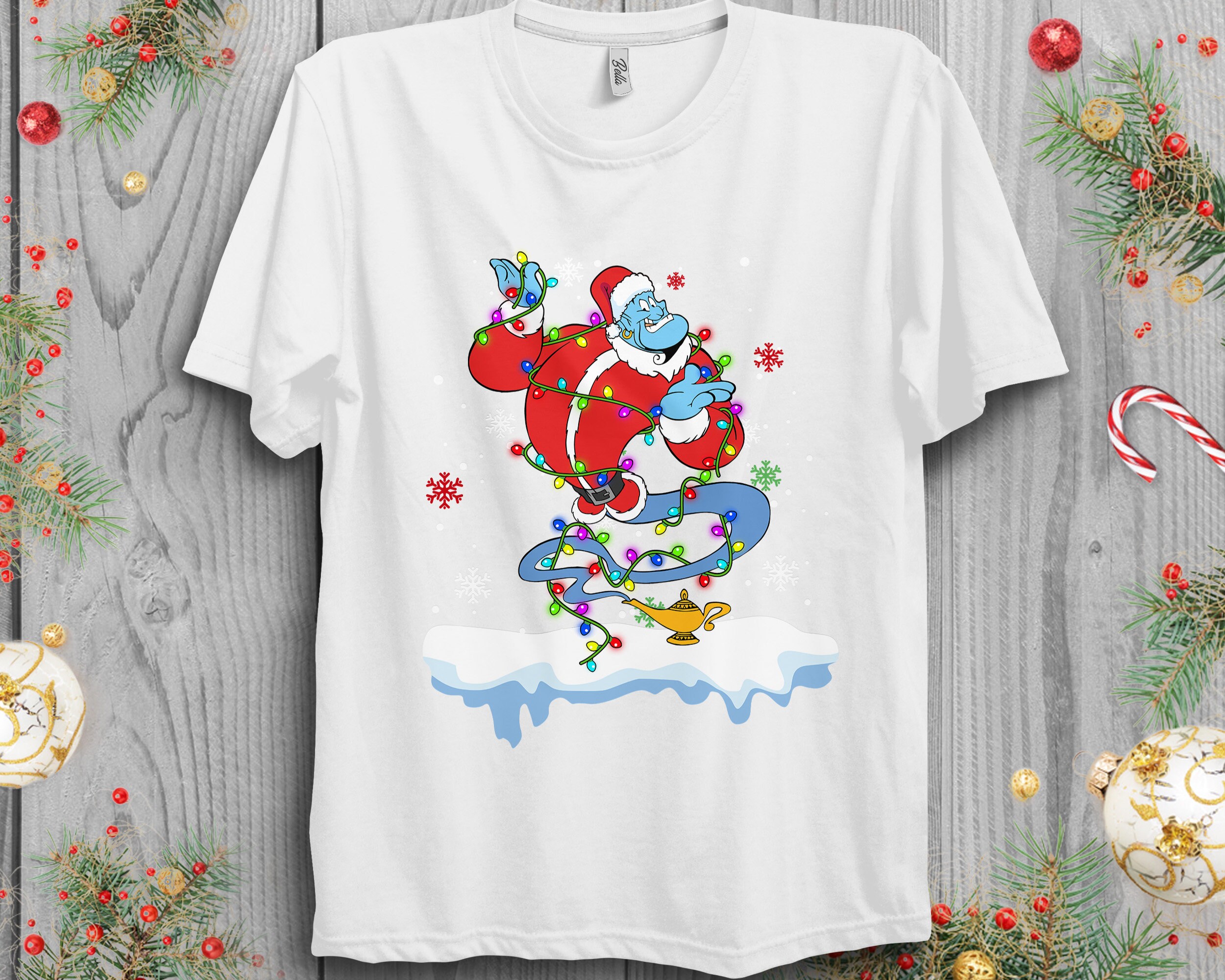 Disney Aladdin Genie Christmas Lights Santa Costume Shirt sold by Ian ...