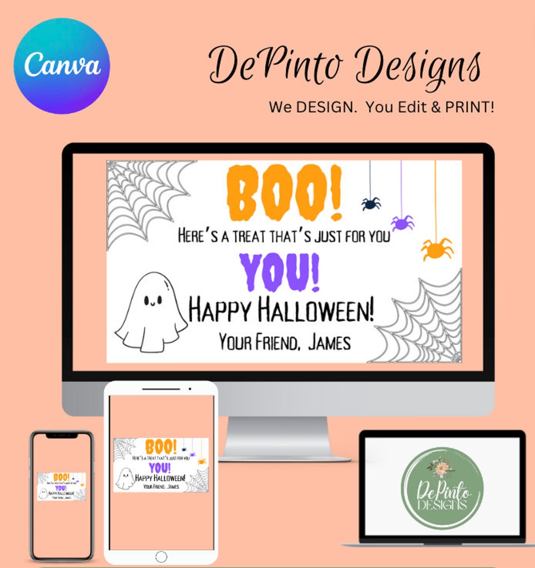 Boo Here is a Treat Just for You Halloween Gift Tag Editable Digital ...