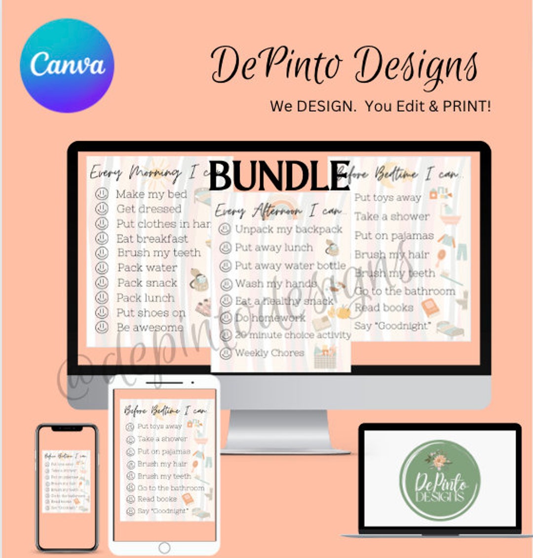 EDITABLE ROUTINE Bundle_morning, Afternoon/ Afterschool, and Bedtime ...