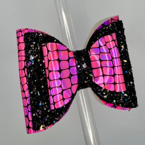 Neon Pink Stanley Straw Topper Bow Hot Pink Iridescent Snake Skin ...
