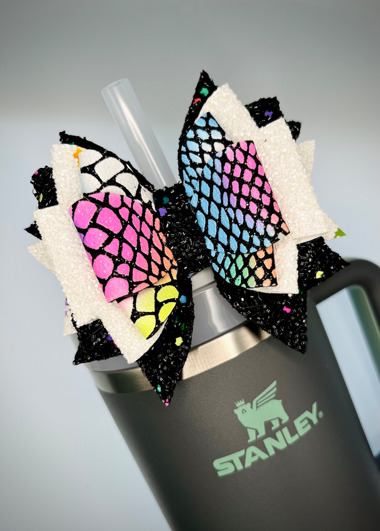 Neon Stanley Straw Topper Bow Neon Pink Yellow Stanley Cup Accessories ...