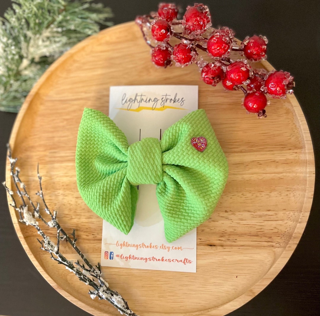 Green Grinch Christmas Hair Bow Cute Grinch Hair Accessories for Baby ...