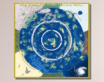 HD the World Beyond the Ice Wall Satellite Flat Earth Map Premium Semi ...
