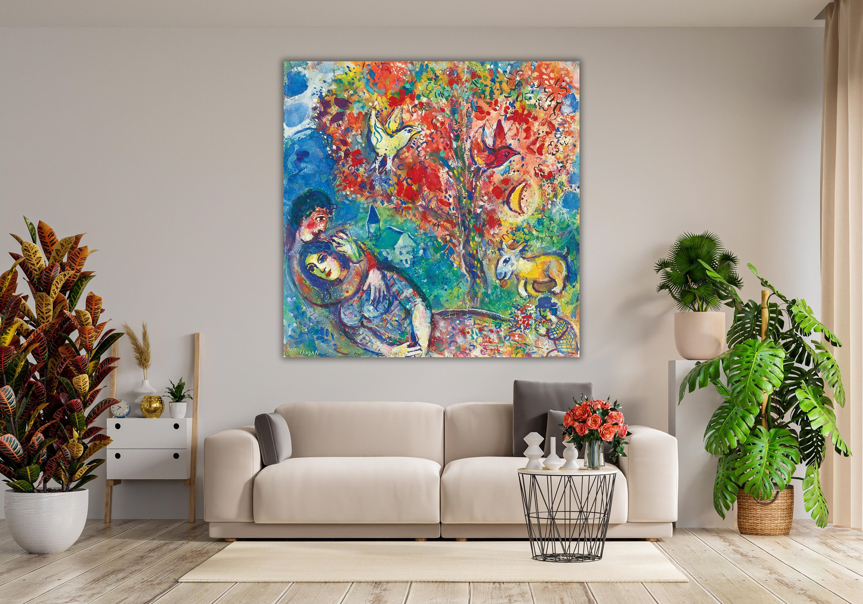 Marc Chagall Couple Under Tree Poster/canvas Wall Artmodern - Etsy
