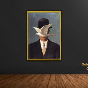 René Magritte Man in a Bowler Hat Poster Art Canvas,rene Magritte ...