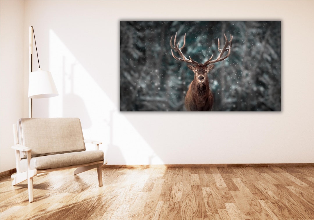 Red Deer Photo Print,wild Life Canvas Art,deer Poster Wall Art Canvas ...