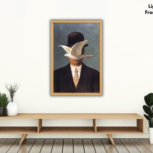 René Magritte Man in a Bowler Hat Poster Art Canvas,rene Magritte ...