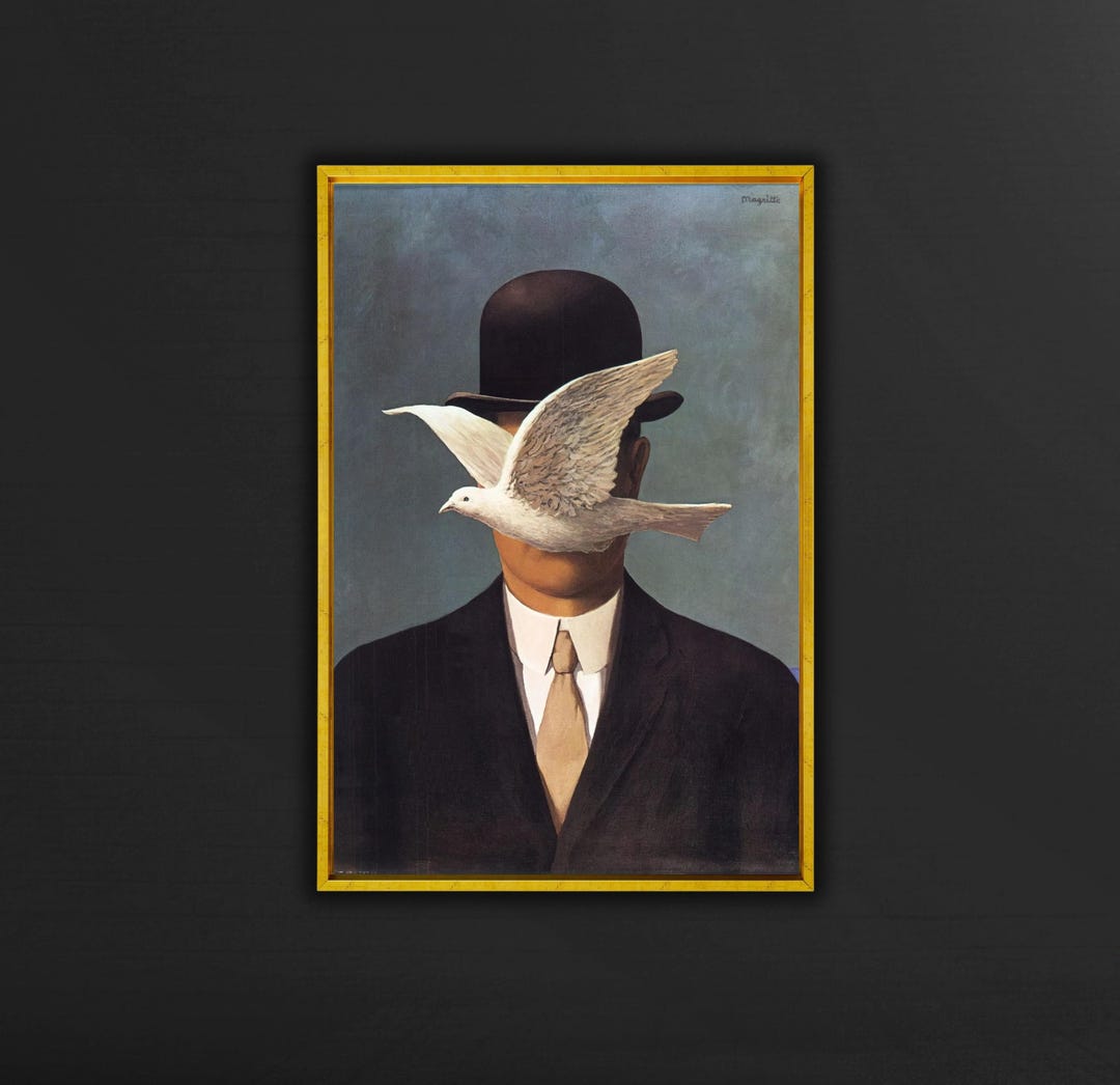 René Magritte Man in a Bowler Hat Poster Art Canvas,rene Magritte ...