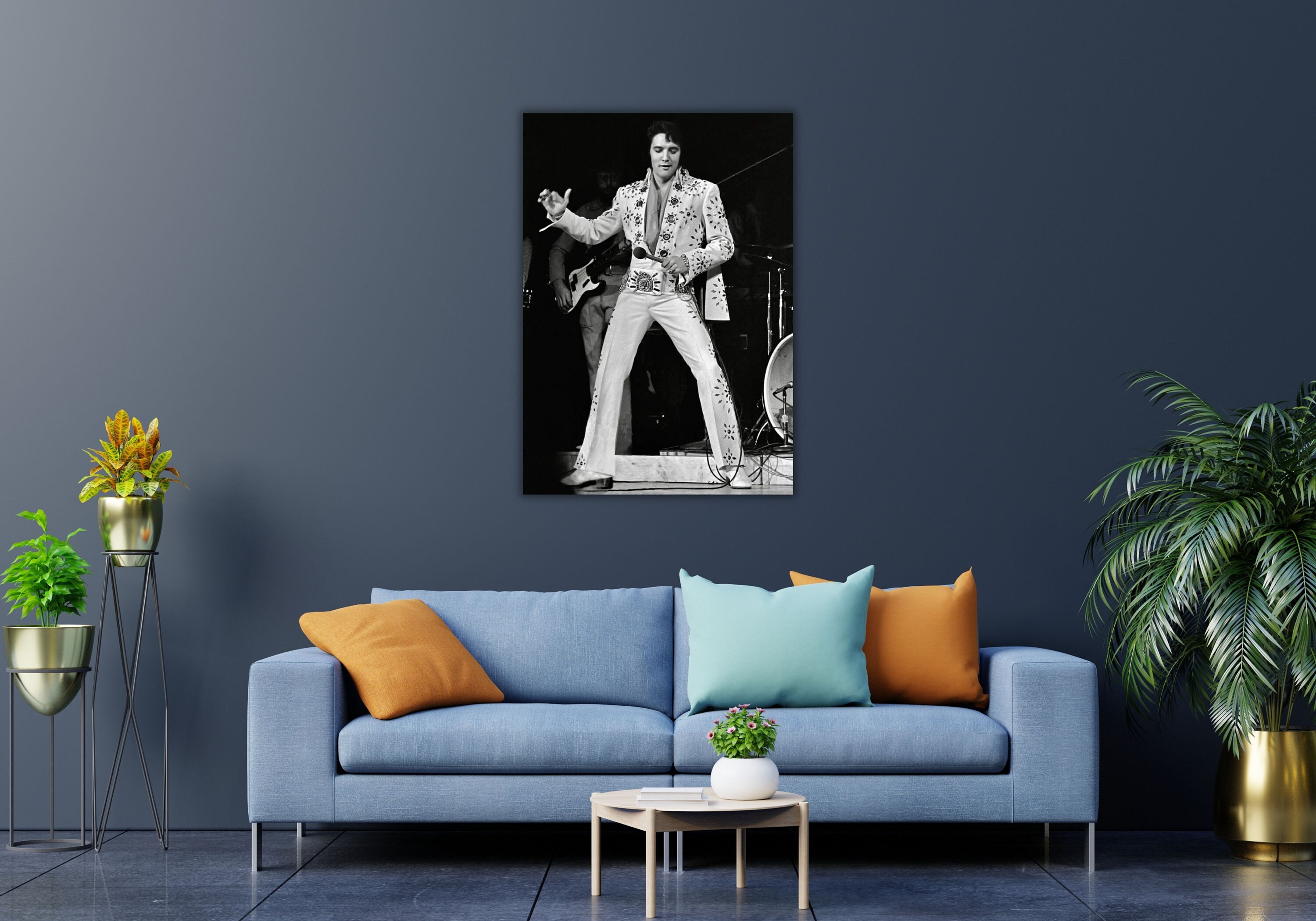 Elvis Presley on the Stage Poster Artblack and White Wall - Etsy