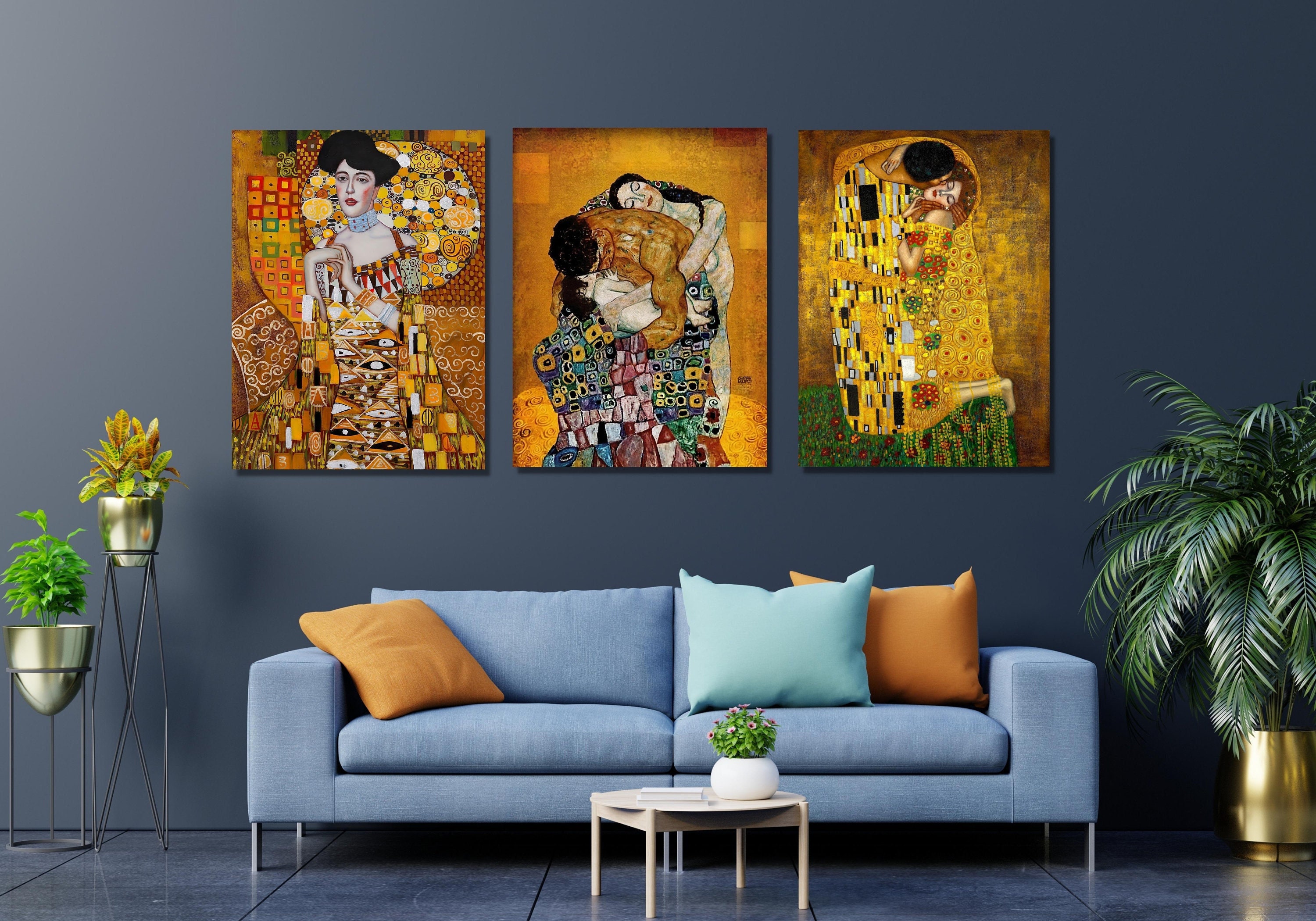 Set of 3 Gustav Klimt Paintings Canvas Wall Artgustav Klimpt - Etsy