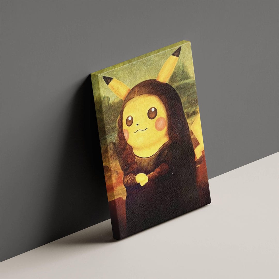 Mona Pika Mona Lisa Pikachu Van Gogh Poster Art Print,pikachu Canvas ...