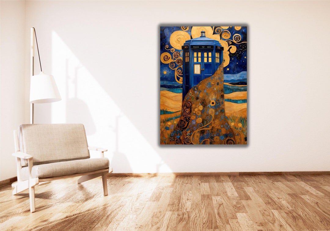 Vincent Van Gogh Tardis Starry Night Gold Design Poster/canvas Wall Art ...