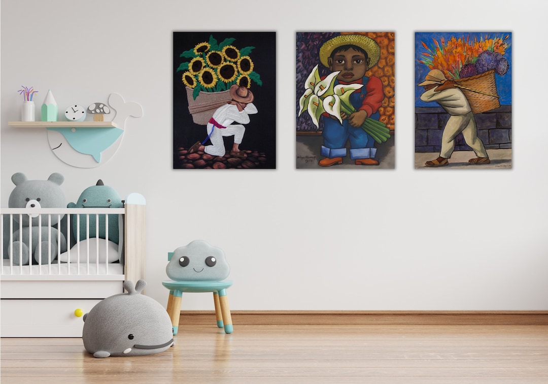 Set of 3 Diego Rivera Flower Carrier Poster Art Prints,flower Festival ...