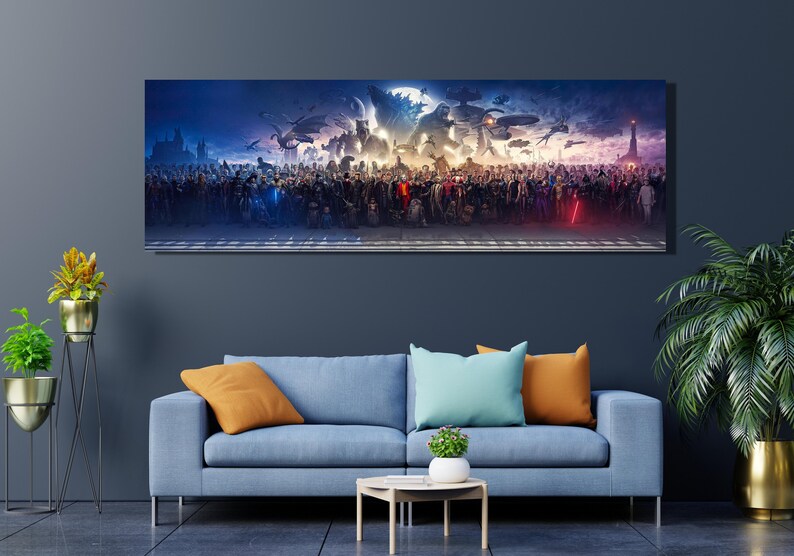 150 Movie Blockbuster Characters Panorama Canvas Wall - Etsy