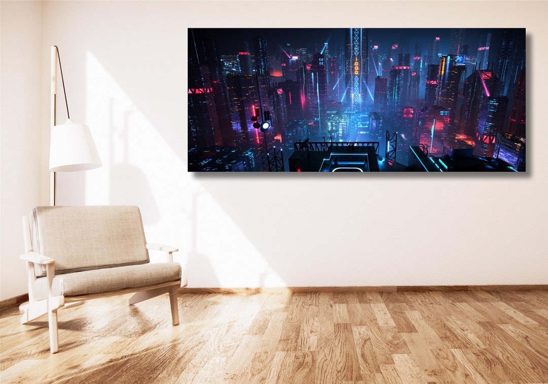 Neo Futuristic Cyberpunk City Canvas Poster,cyberpunk City Canvas Wall ...