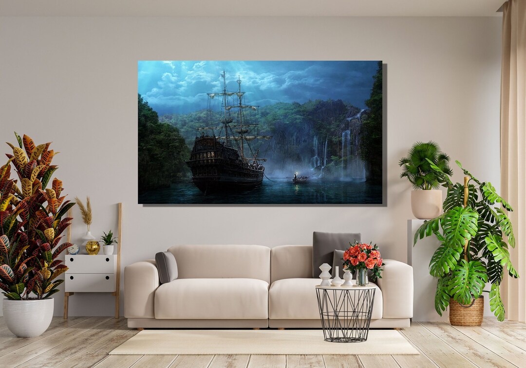 Ship Canvas Wall Art,ship Painting Art,pirates Ship Canvas Wall Print ...