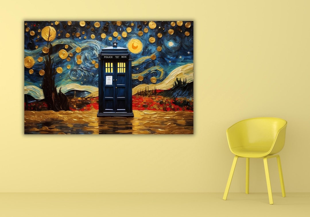 Vincent Van Gogh Starry Night Tardis Design Poster Print Art Canvas ...