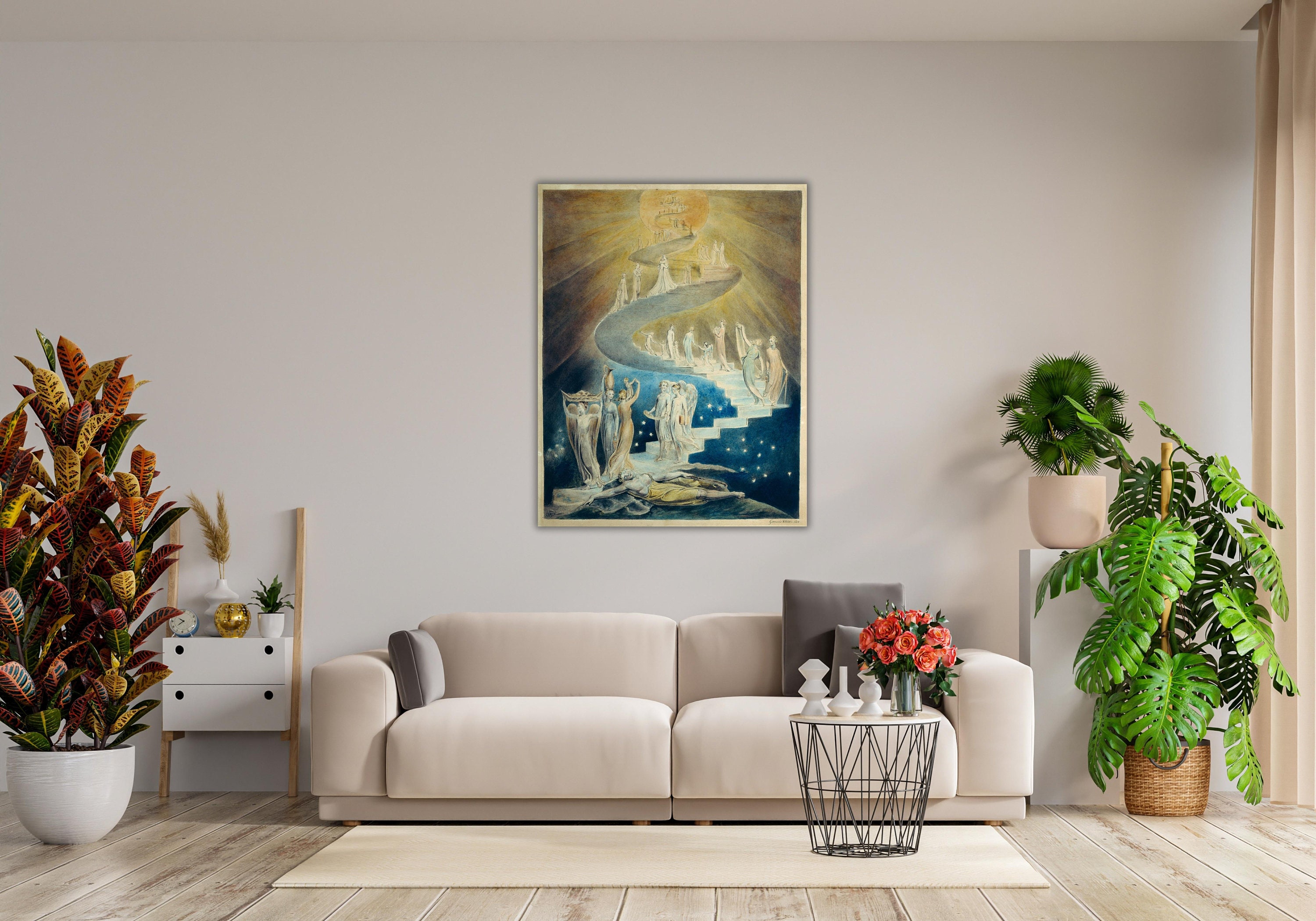 William Blake Jacob's Ladder Poster Art Canvasfamous - Etsy
