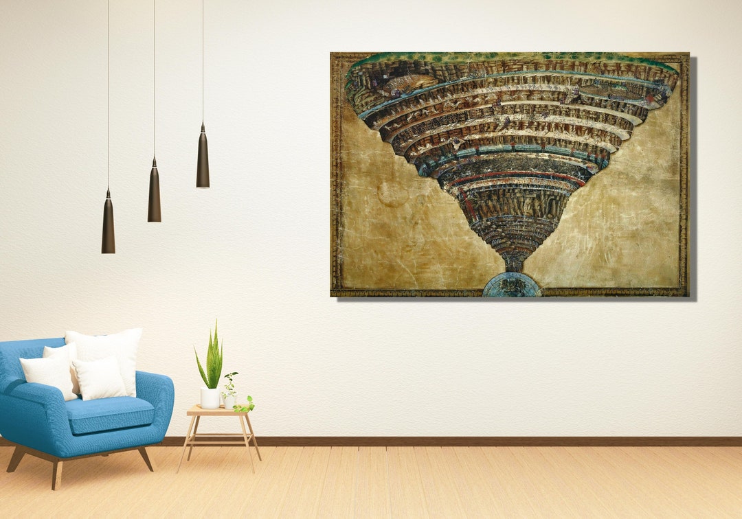 Sandro Botticelli the Map of Hell Dante the Divine Comedy (1485) Poster ...