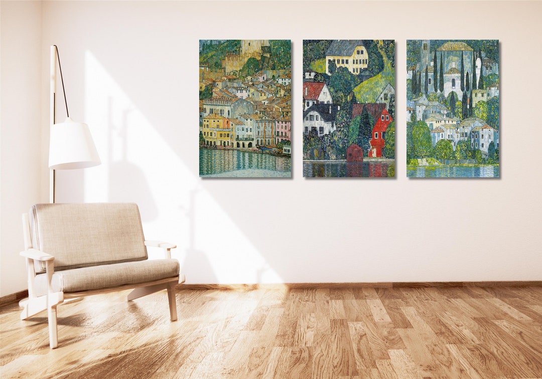 Set of 3 Gustav Klimt Paintings Canvas Wall Art,gustav Klimpt Poster ...
