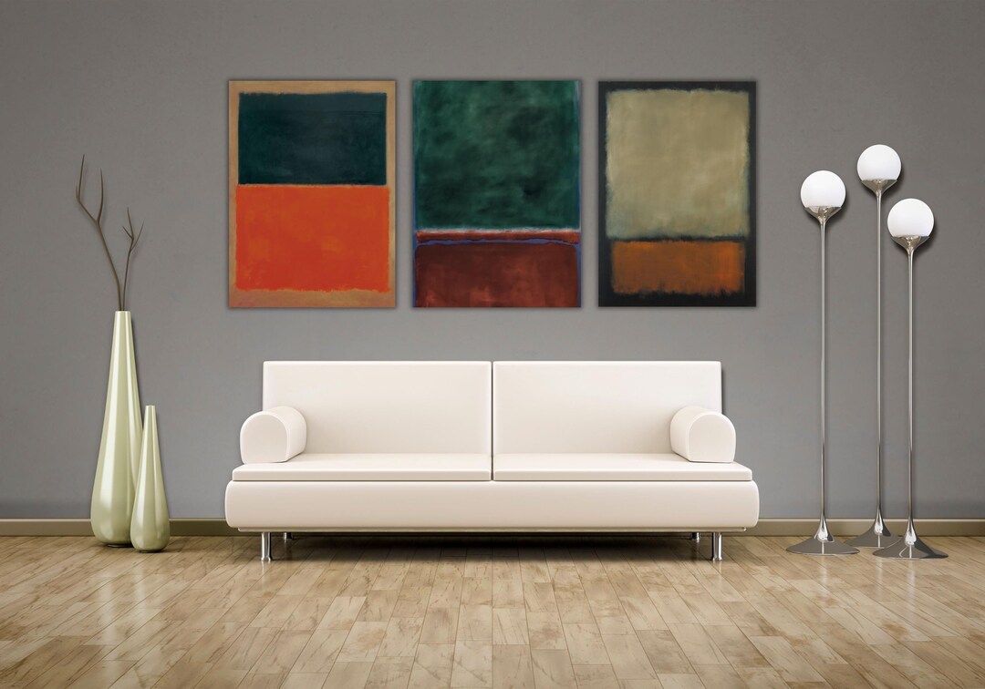 Set of 3 Mark Rothko Brown Paintings Canvas Wall Art,mark Rothko Red ...