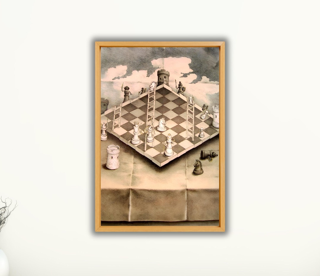 M.C. Escher Impossible Chess Poster Print Art Canvas,maurits Cornelis ...