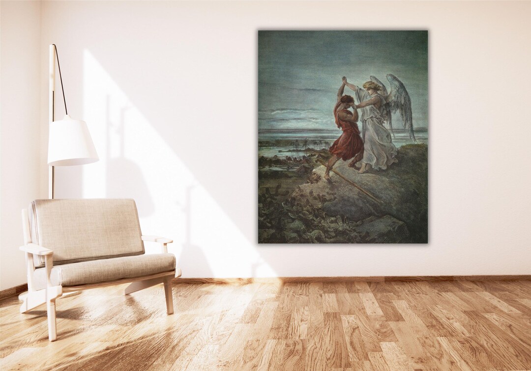 Gustave Dore Jacob Wrestling With the Angel 1855 Poster Art Canvas ...