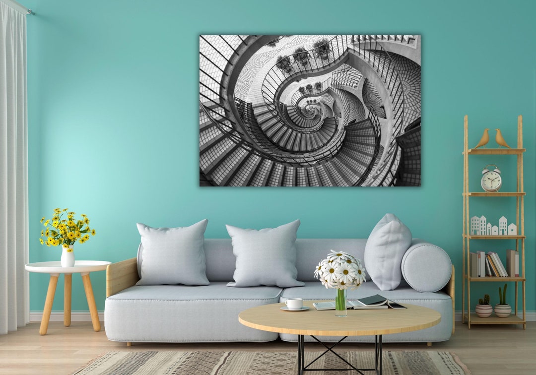 M.C. Escher Stairs Optical Illusion Poster Print,vintage Escher Canvas ...