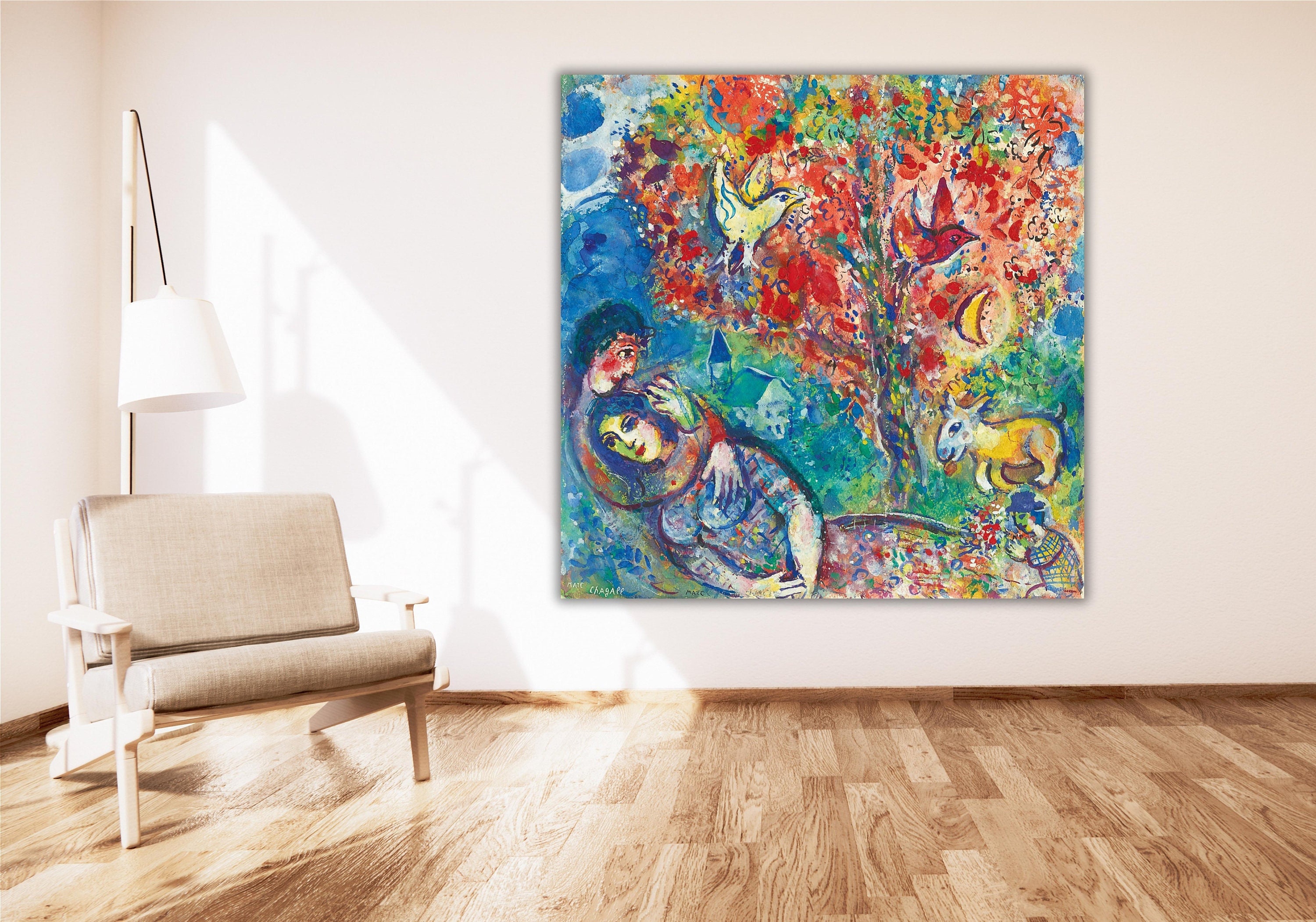 Marc Chagall Couple Under Tree Poster/canvas Wall Artmodern - Etsy