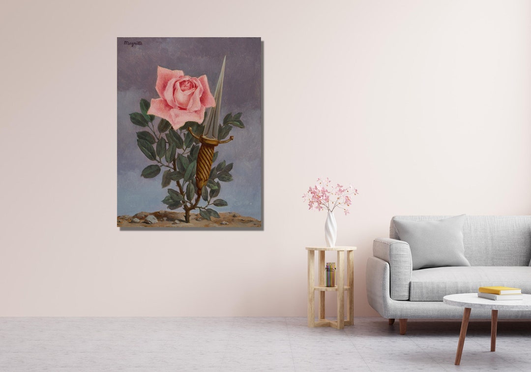 René Magritte Roses With Blade Poster Print,rene Magritte Canvas,roses ...