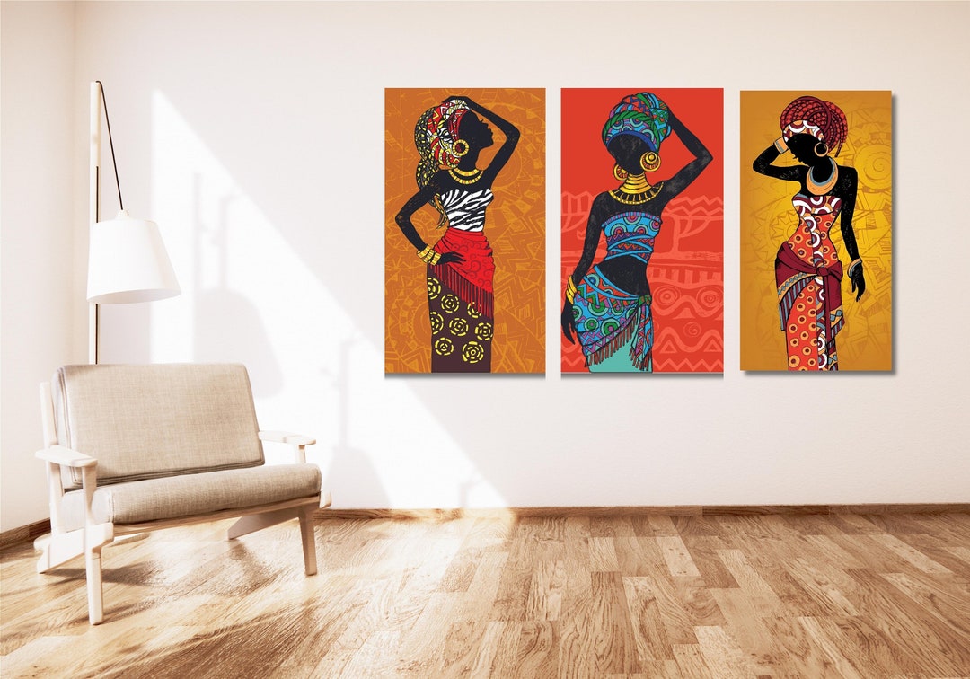 Set of 3 African Woman Vintage Poster Print Art,african Woman Paintings ...