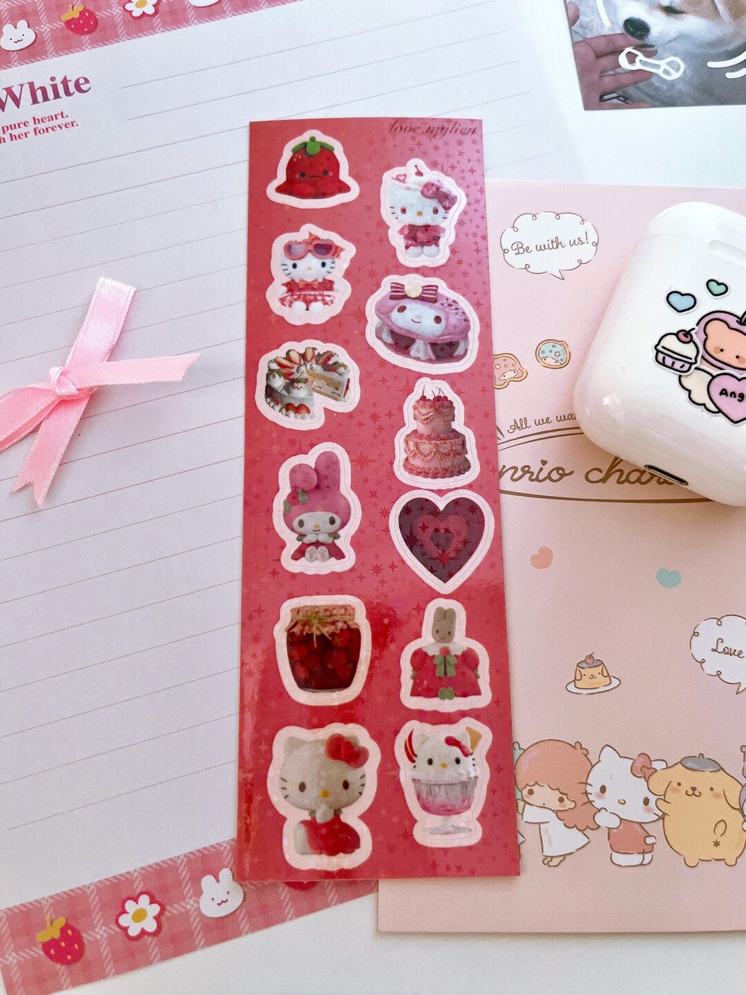 HOLOGRAPHIC Cute Red PNG Sticker Sheet, Cute Stationery Bundle, Grab ...